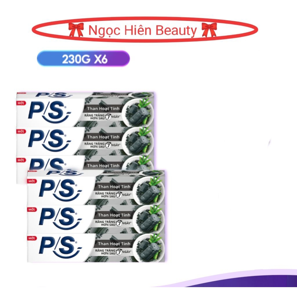 (Combo 6 Tuýp) Kem đánh răng P/S 230g Than Hoạt Tính | Shopee Việt Nam