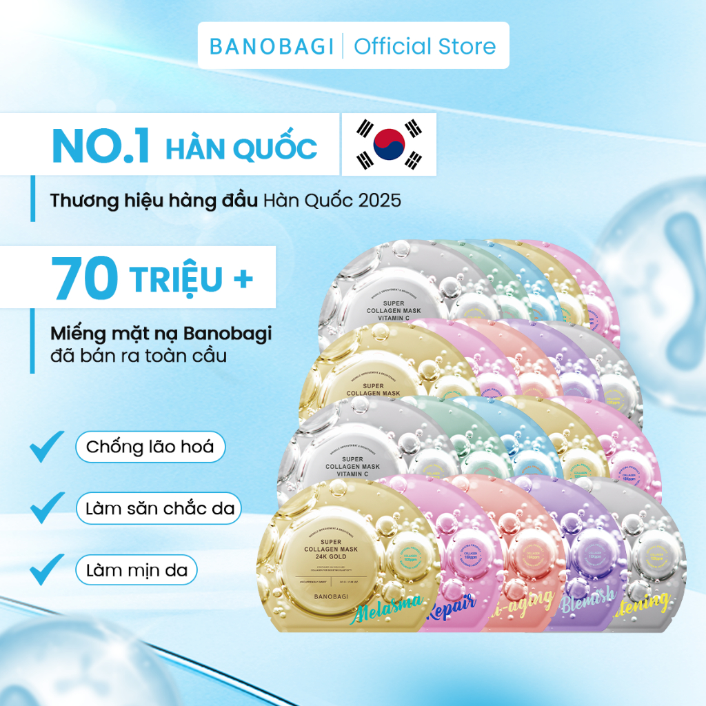 COMBO 20 Miếng Mặt Nạ BANOBAGI Super Collagen Dưỡng Da Chuyên Sâu Dành ...