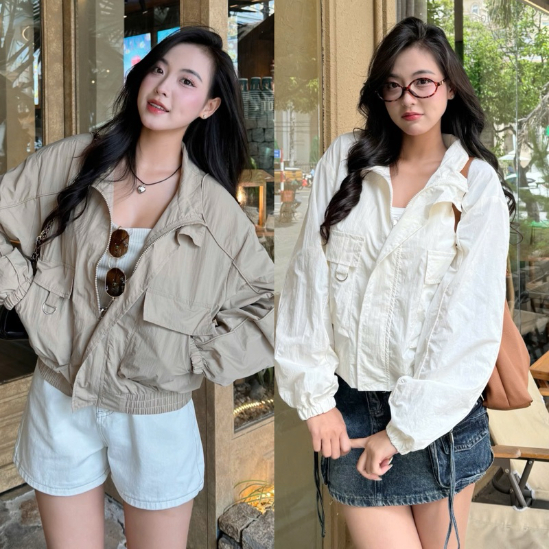 [RÁCH STORE] Áo Khoác Dù - 9906 - Túi Đắp Nắp Khoen - Viền Nổi | Shopee Việt Nam