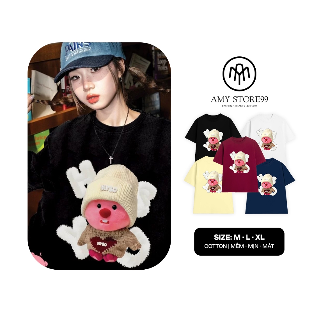 Áo Thun LOOPY Mũ Len Đáng Yêu Cute, Áo Phông Vải Cotton Thoáng Mát Tag ...