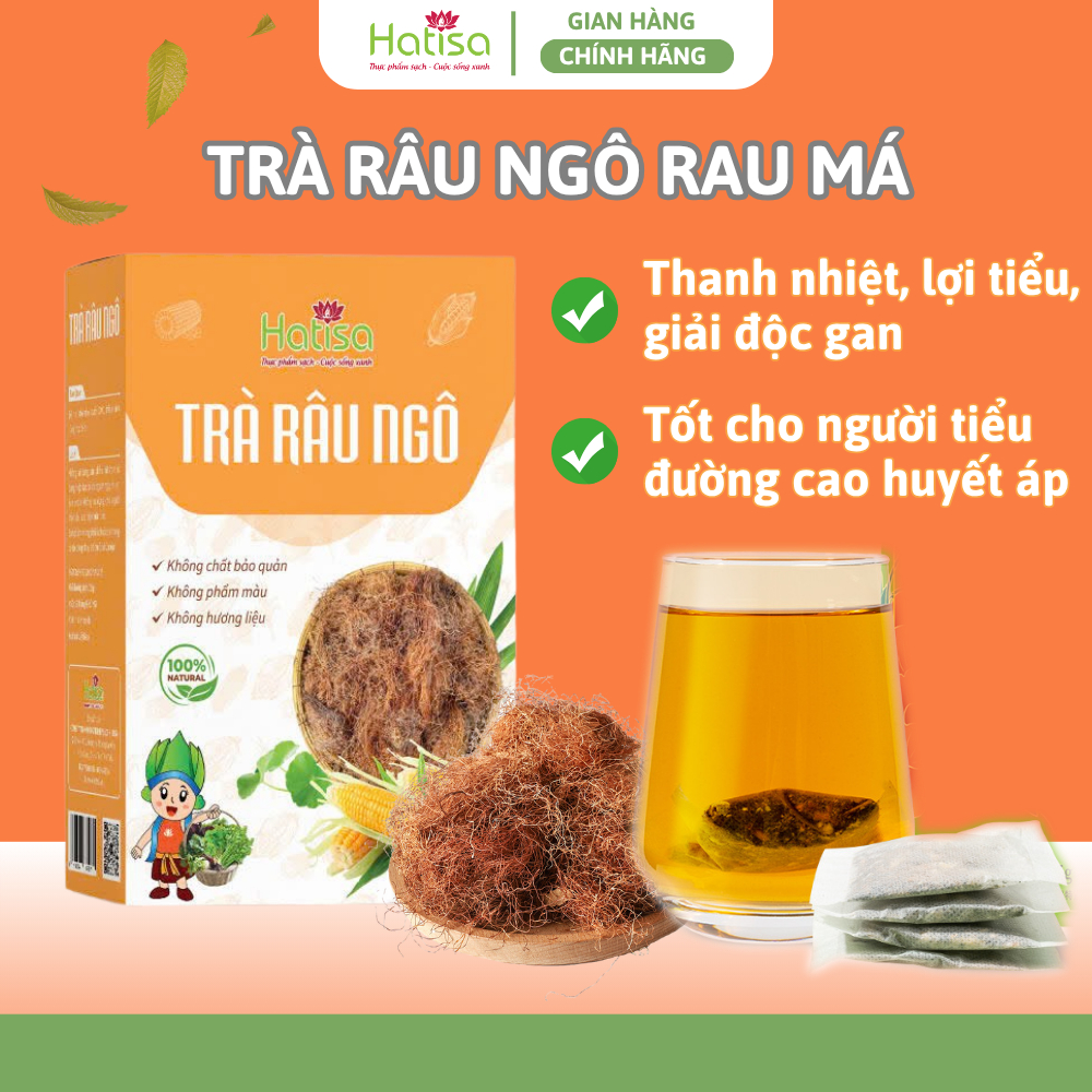 Trà râu ngô HATISA 50 túi lọc hỗ trợ làm mát gan, lợi tiểu, giảm tiểu ...