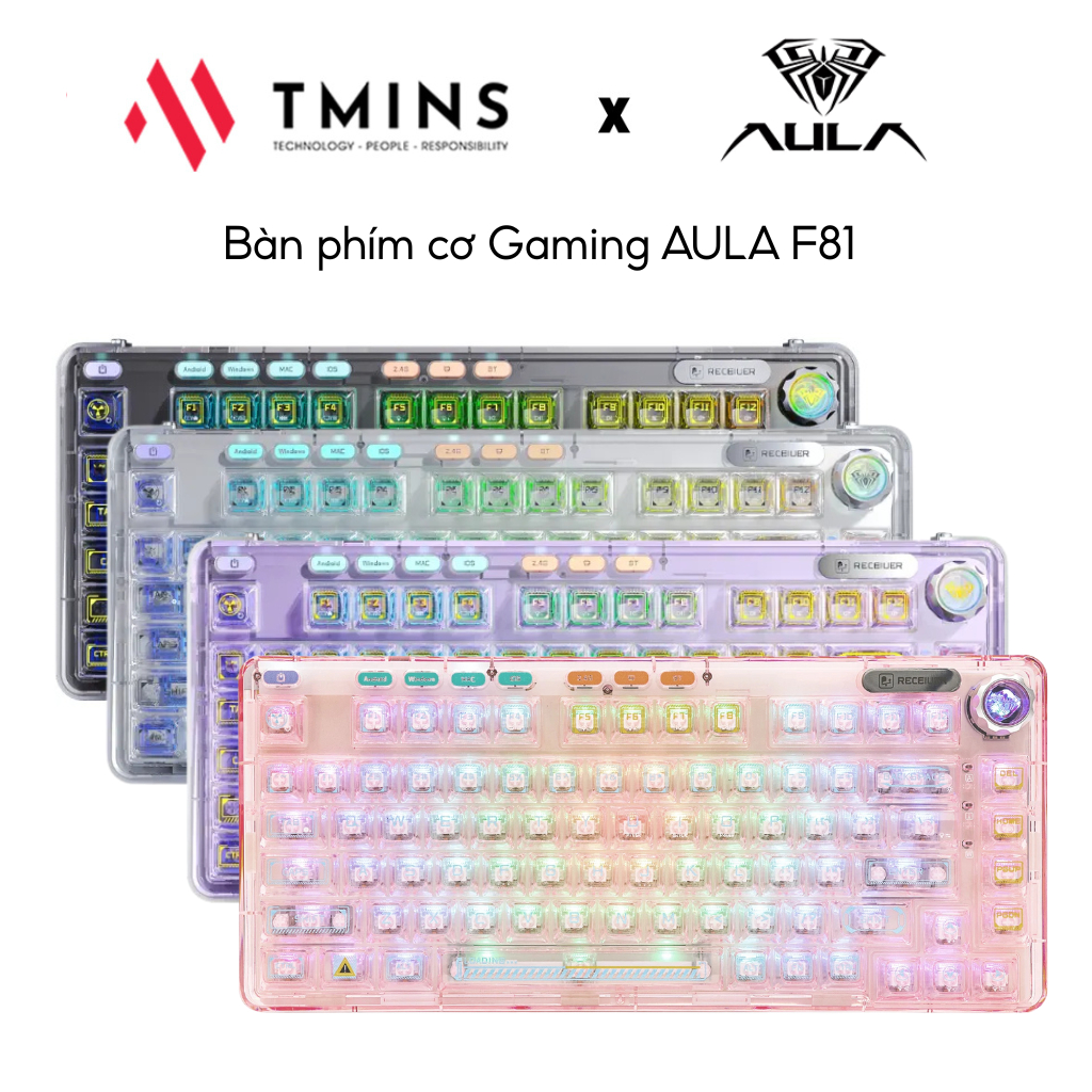 Bàn phím cơ Gaming AULA F81 ( 3 MODE, Mạch ngược, LED RGB ) - Hàng ...