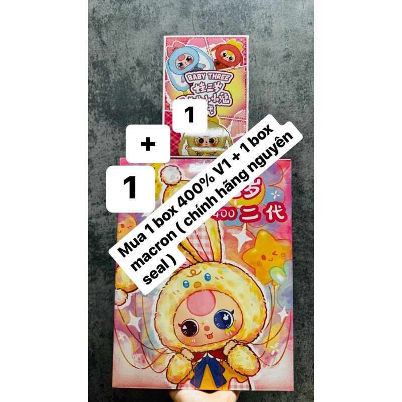 [ chính hãng] box mù babyther 400% v3 (nguyên box)+ tặng 1 box macron ...