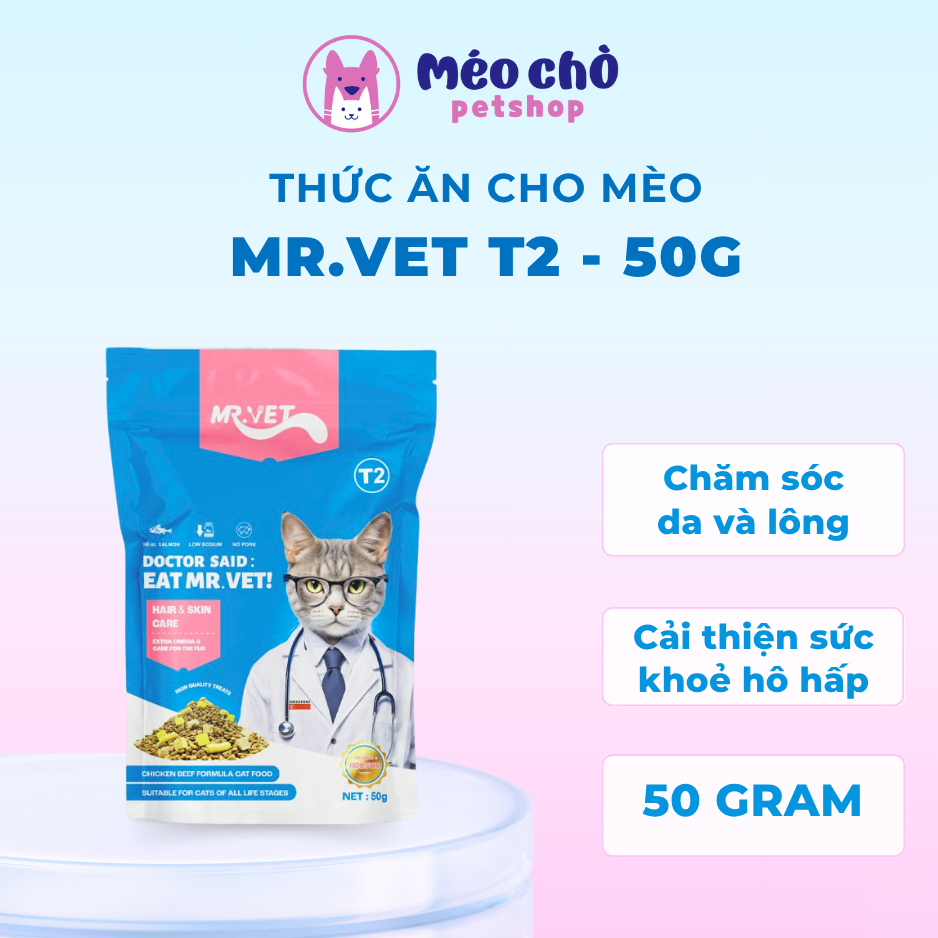 Thức Ăn Cho Mèo MRVET T2 Gói 50G Tăng Cường Omega 3 Chăm Da Dưỡng Lông Cho Mèo Mọi Lứa Tuổi ...
