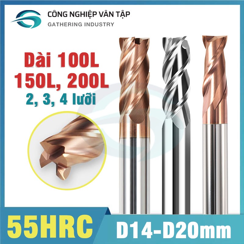 [D14-D20] 4F 55HRC Dao phay hợp kim 2, 3, 4 lưỡi độ cứng 55HRC Dài 100L, 150L, 200L | Shopee ...
