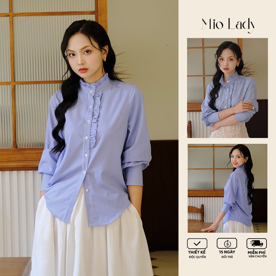 Áo Sơ Mi Cổ Tàu Kẻ Sọc Xanh - Thanh Lịch, Trẻ Trung và Chất Liệu Thô ...