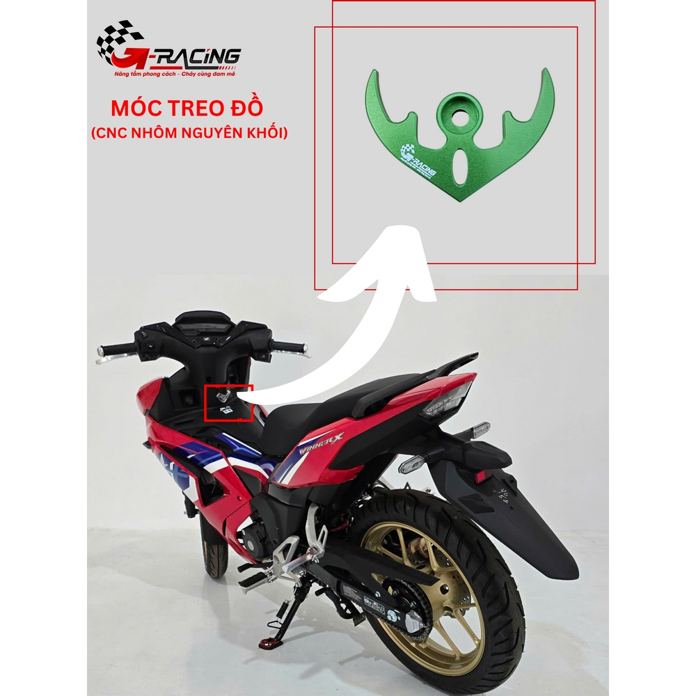 Móc treo nhôm CNC nguyên khối G-Racing Màu Xanh Lá| GMT001-4 | Shopee ...