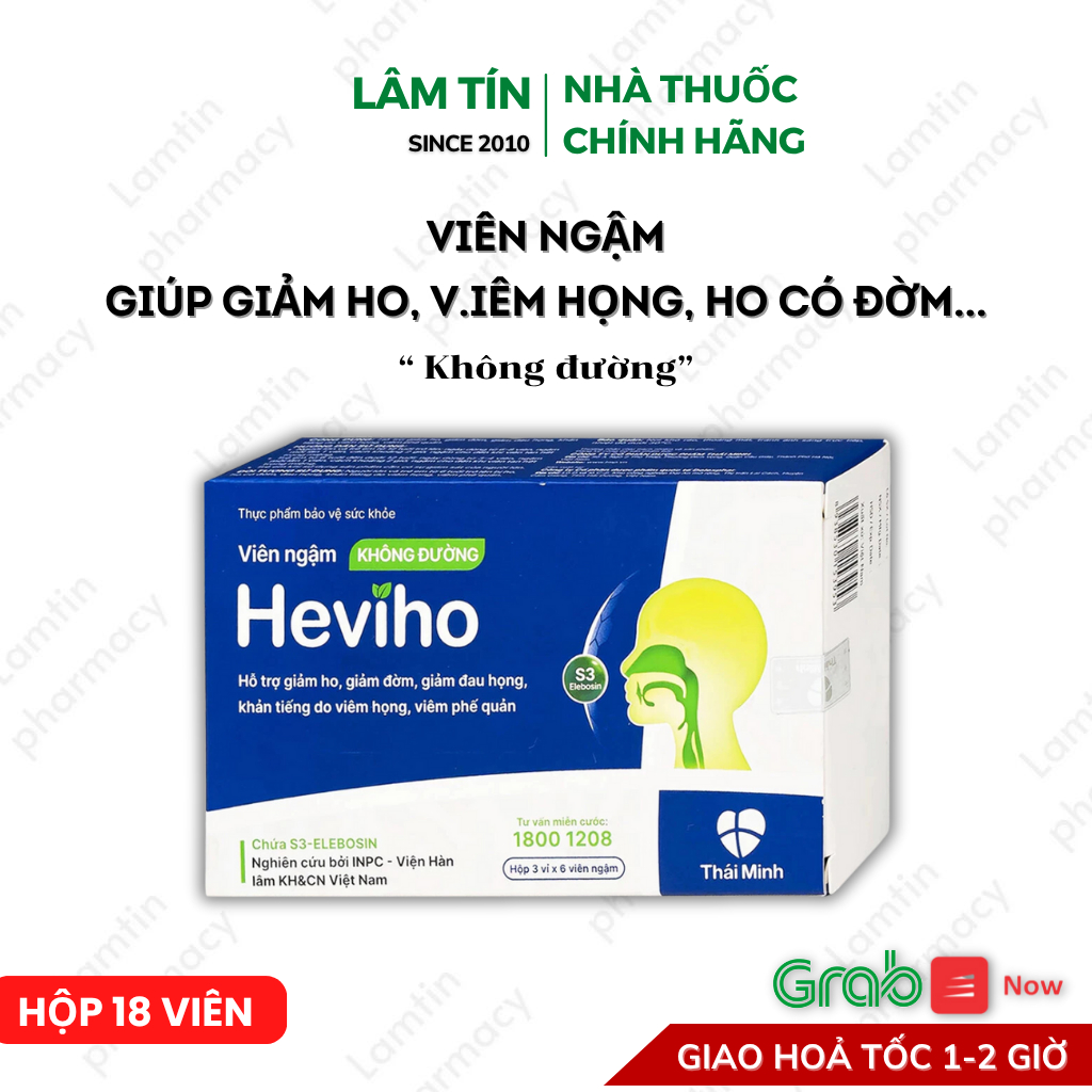 (Chính Hãng) Viên Ngậm Heviho KHÔNG ĐƯỜNG - Hỗ Trợ Giảm Đau Rát Họng ...
