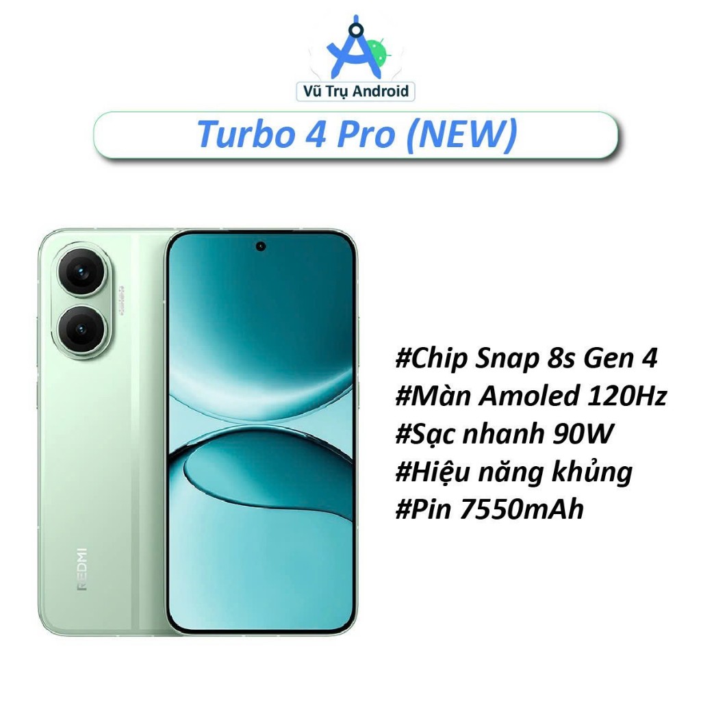 Điện thoại Xiaomi Redmi Turbo 4 Pro Fullbox NEW RAM 12/256GB chip Snapdragon 8s Gen 4 màn AMOLED ...