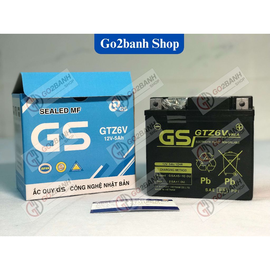 Bình ắc quy GS GTZ6V Airblade 125, Winner150, Vision 2014, Sh Việt 125/ ...
