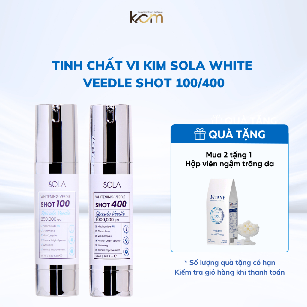 Tinh chất vi kim Sola Whitening Veedle Shot 100/400 giảm sần sùi thâm nám, se khít lỗ chân lông ...