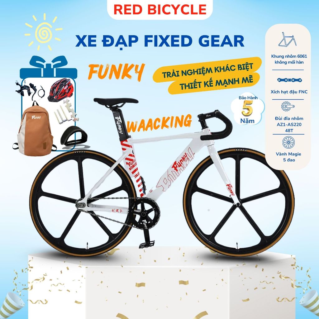 [ƯU ĐÃI FUNKY]Xe Đạp Fixed Gear FUNKY WAACKING Cao Cấp Trục Rỗng, Tay ...