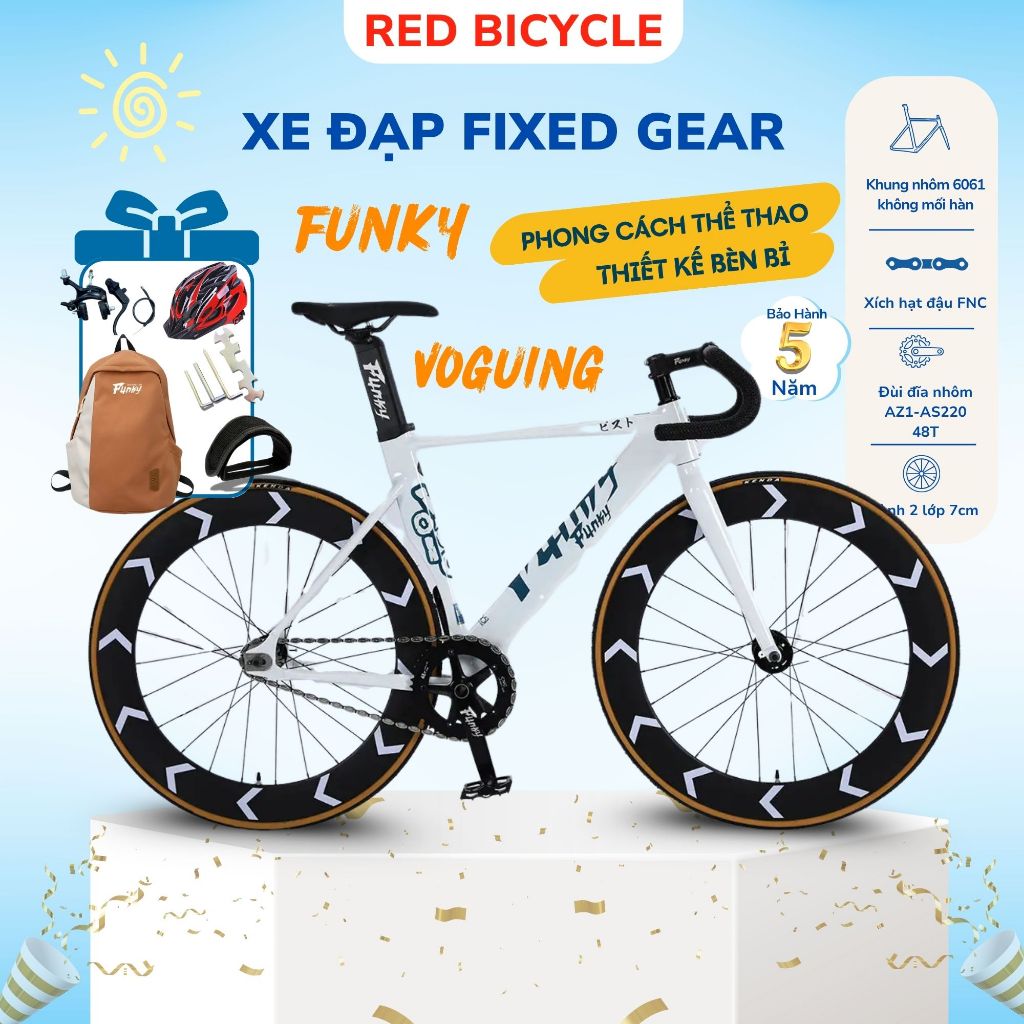 [ƯU ĐÃI FUNKY]Xe Đạp Fixed Gear FUNKY VOGUING Xe Đạp Tay Cong Vành 7cm ...