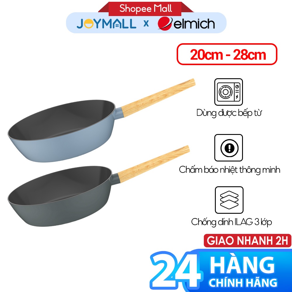 Chảo chống dính vân gỗ Elmich Nature EL-5947 nhiều size, Hàng chính ...