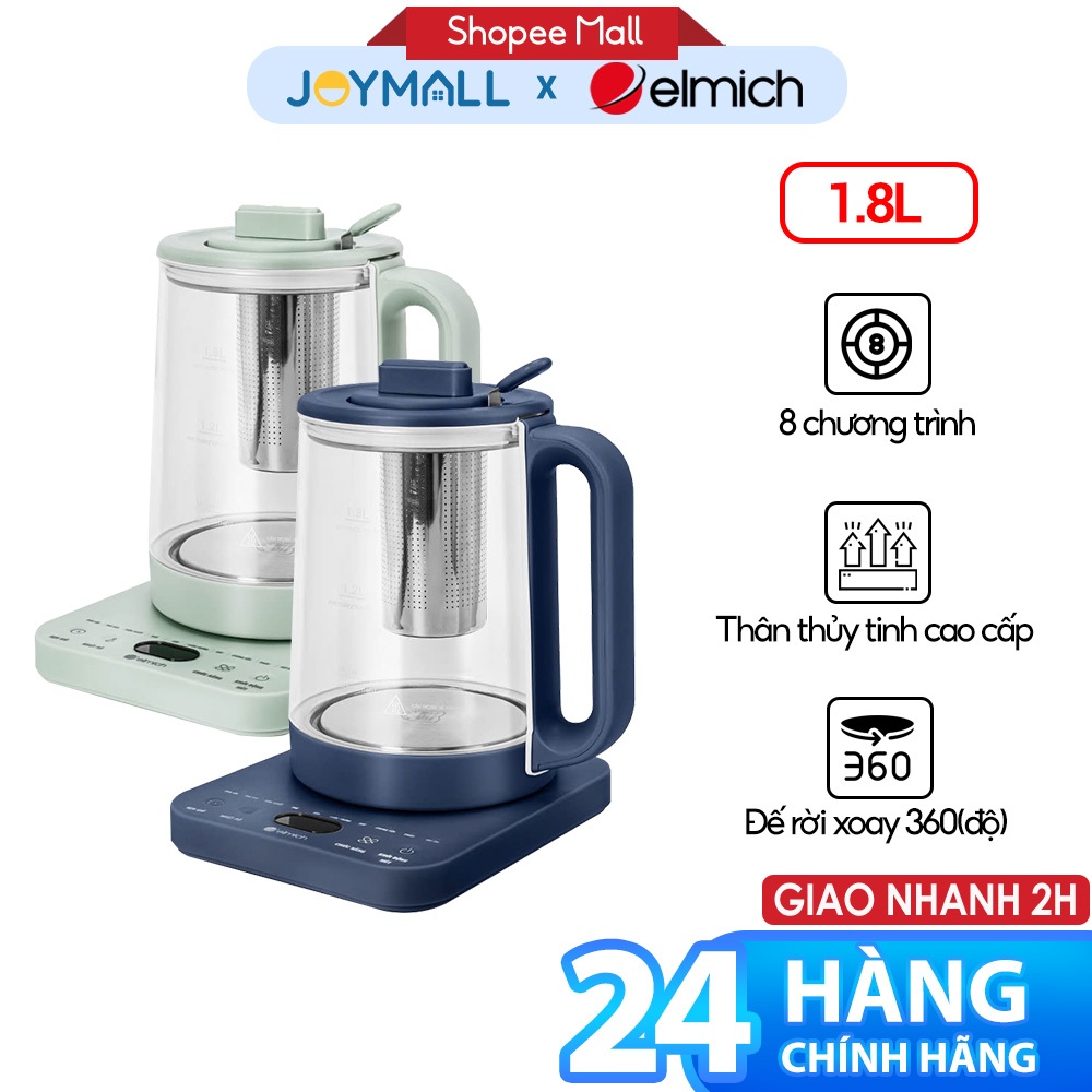 Ấm đun pha trà đa năng 1.8L Elmich KEE-9147, Hàng chính hãng, 8 chương ...