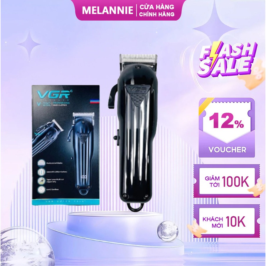 Tông Đơ Cắt Tóc Chuyên Nghiệp VGR 282 Phiên Bản Nâng Cấp, Màn Hình LED Hiển Thị Dung Lượng PIN ...