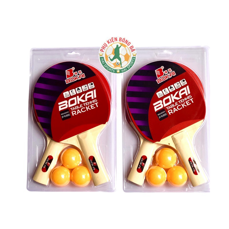 Bộ 2 Vợt bóng bàn BOKAI -Kèm 3 quả bóng -Dành cho người mới tập chơi ...