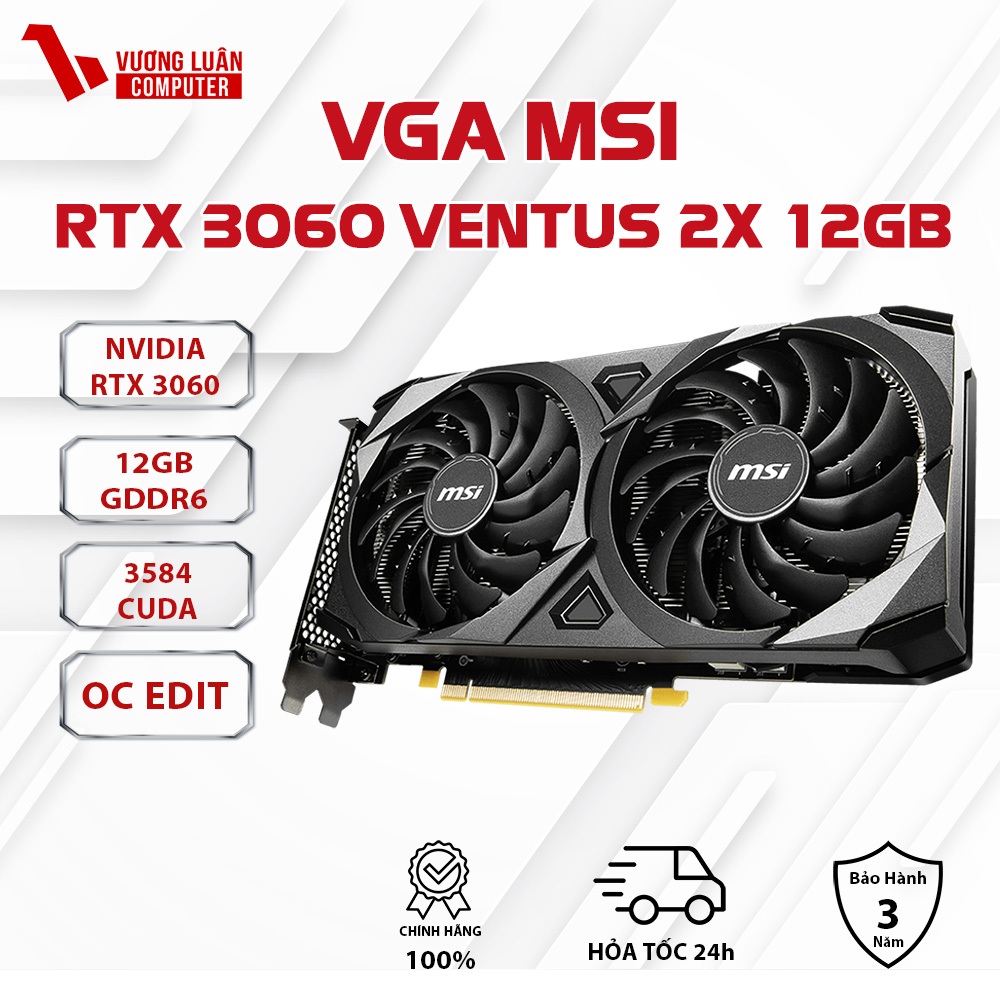 VGA MSI RTX 3060 Ventus 2x 12GB GDDR6 OC V2 Card đồ họa Chính hãng ...
