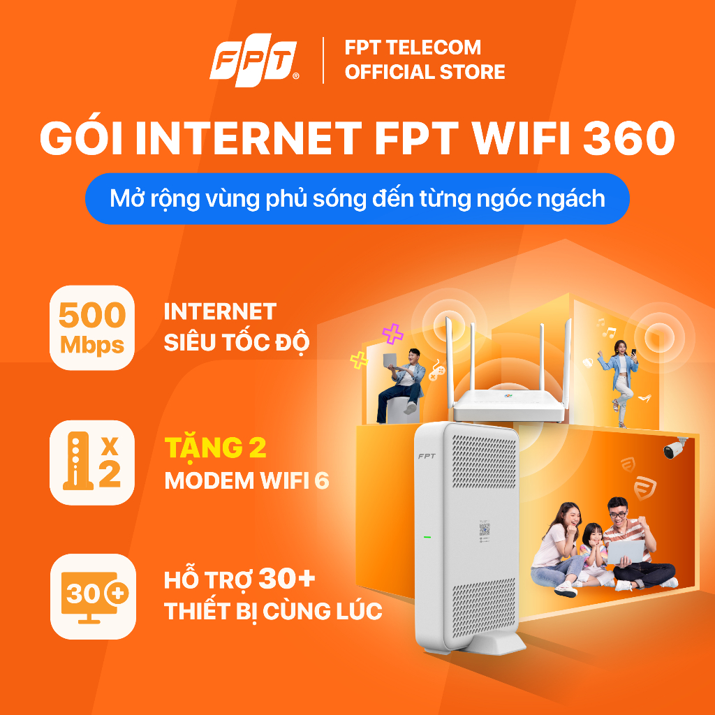 FPT WIFI 360 - 500Mbps - Modem Wifi 6 Thế hệ mới - mở rộng sóng toàn ...