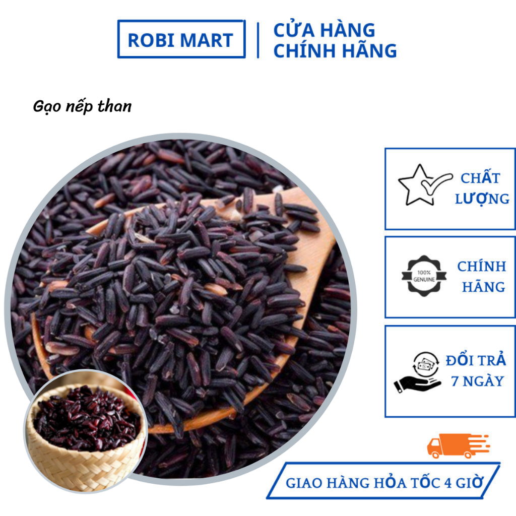 Gạo nếp than rang sẵn robimart thơm dẻo ngon cho người ăn kiêng, xương ...