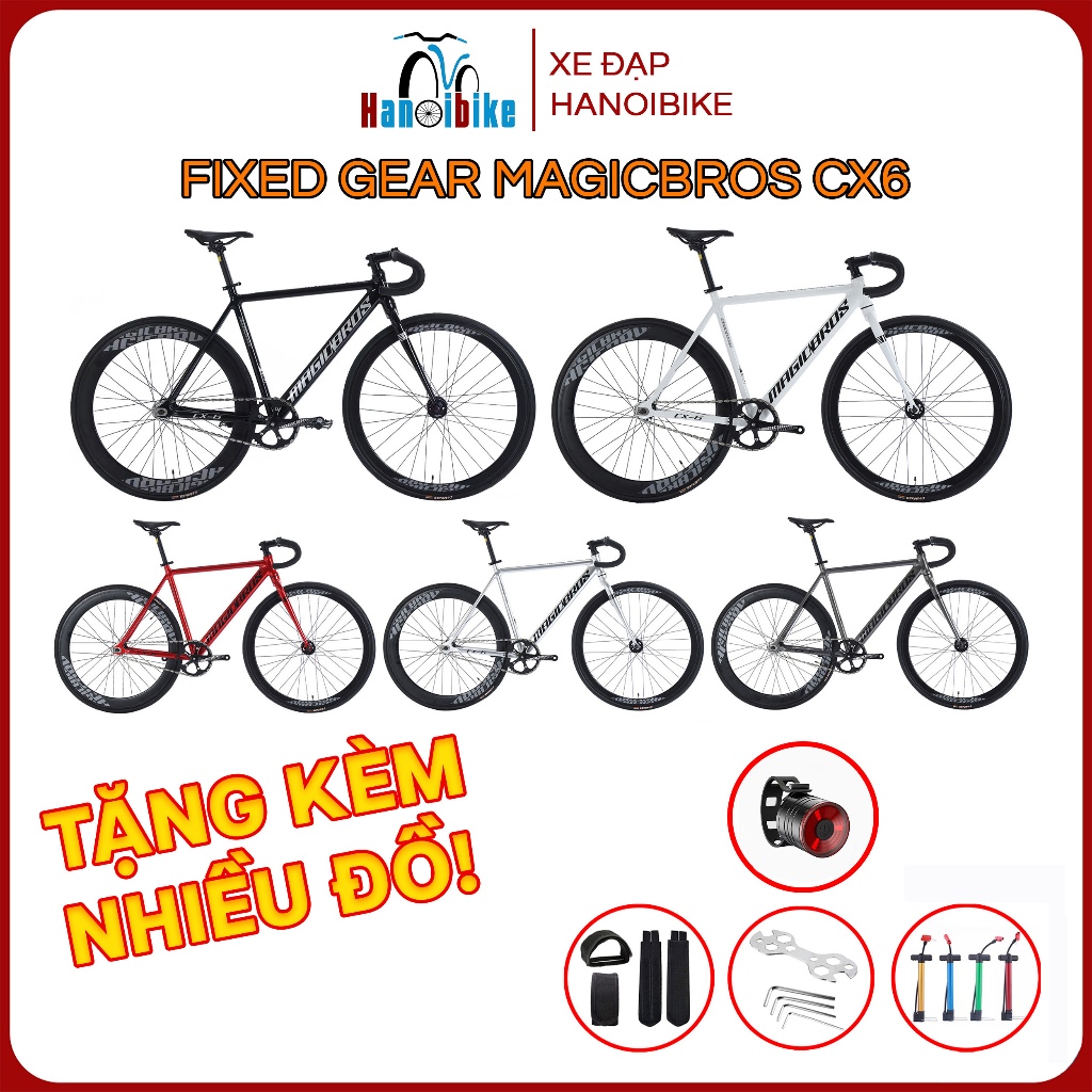 Xe đạp Fixed Gear Magicbros CX6 khung nhôm tặng kèm nhiều phụ kiện ...