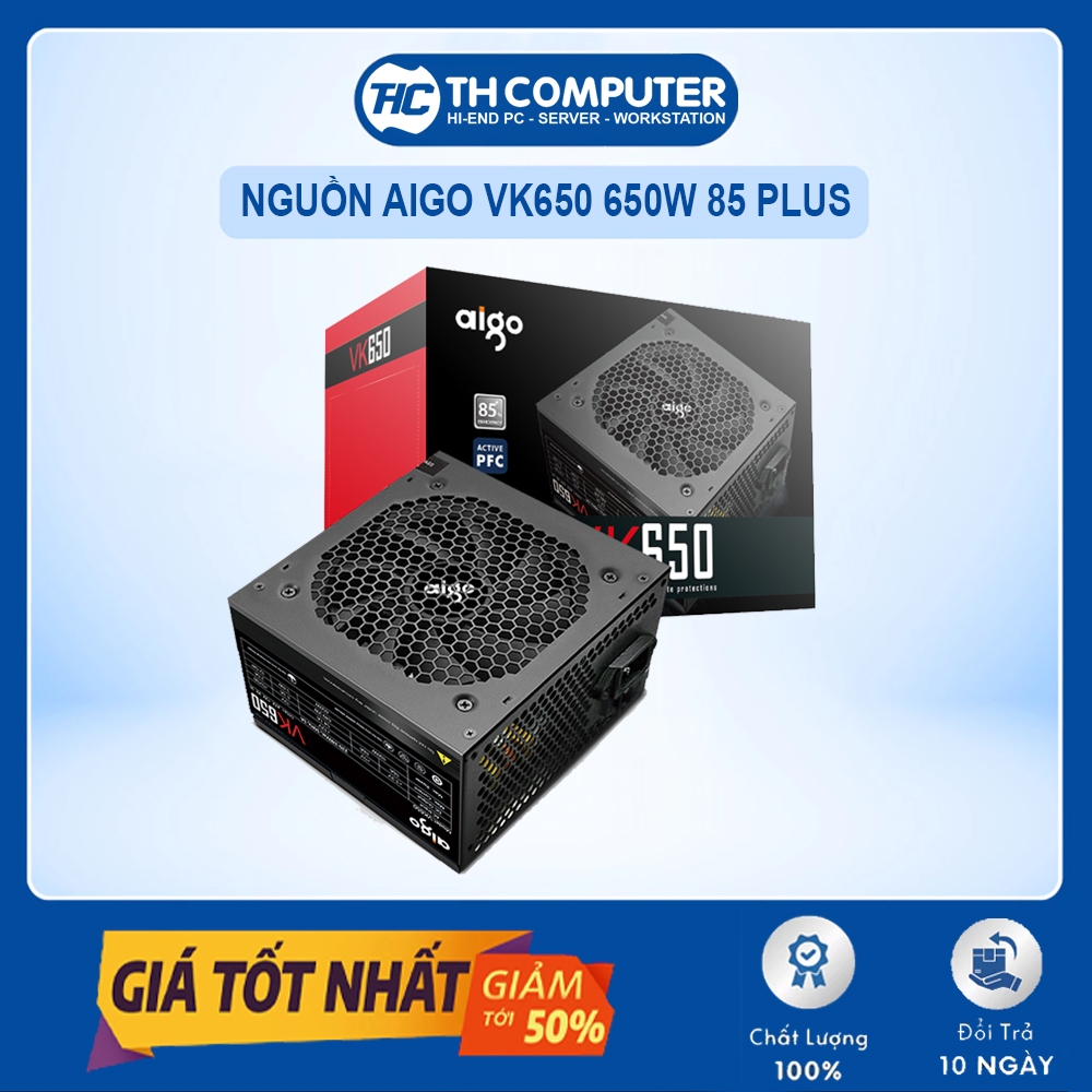 Nguồn máy tính AIGO VK650 - 650W (85 Plus/ Active PFC/ Single Rail) New ...