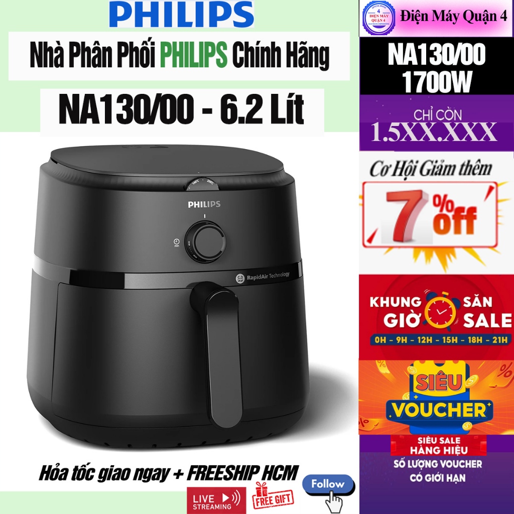 NA130/00 -- Nồi chiên không dầu Philips NA130/00 6.2 lít | Shopee Việt Nam
