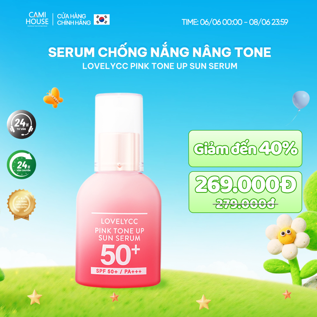 [CAMIHOUSE - Hỏa tốc] Serum Chống Nắng Lovelycc Pink Tone Up SPF 50+ PA++++ - Ngăn chặn tia UV ...