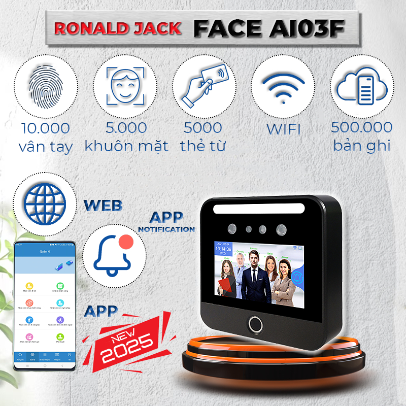 Máy Chấm Công Khuôn Mặt, Vân Tay, Thẻ Từ Ronald Jack AI03F Xem Qua Web ...