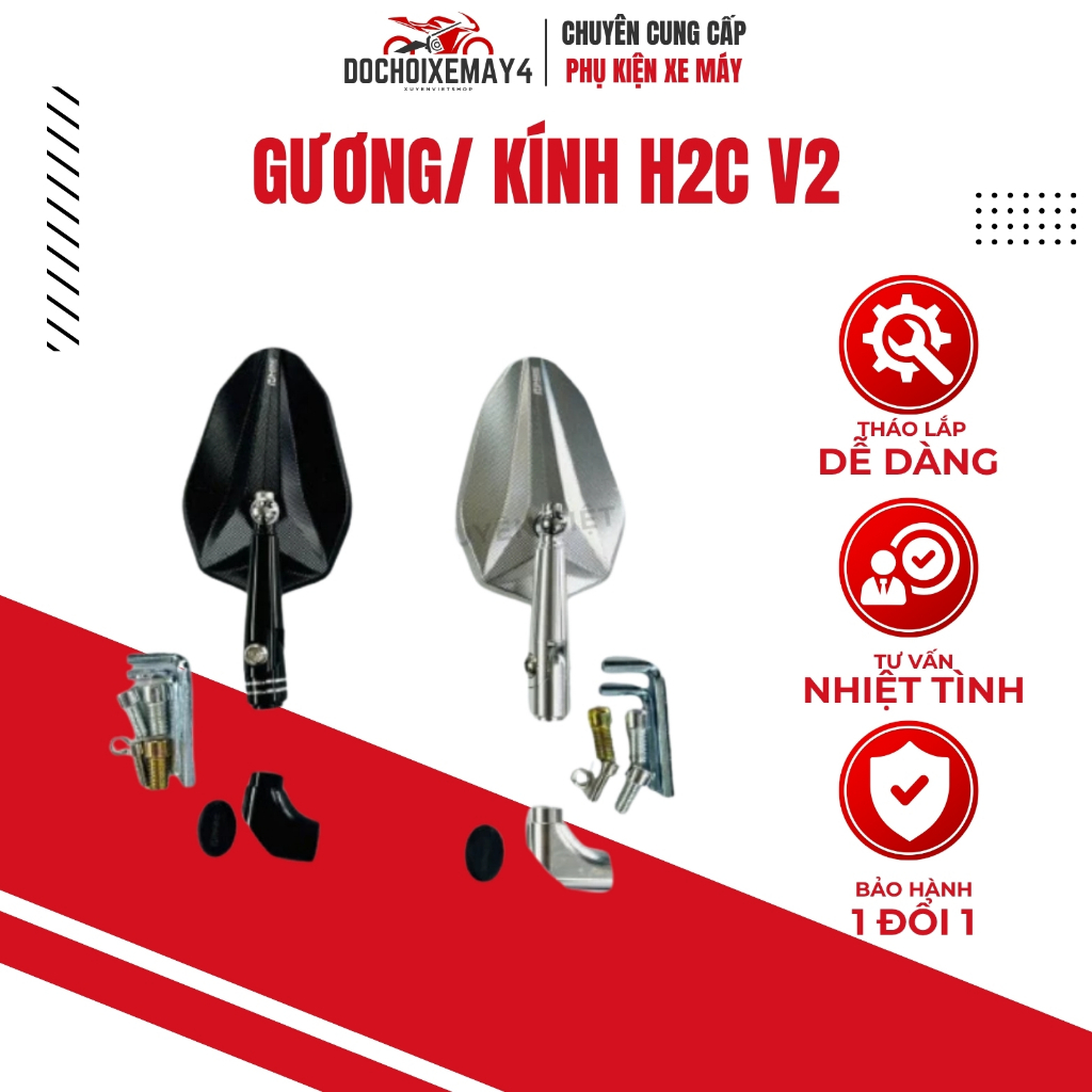 Gương Chiếu Hậu H-View Kiểu H2C V2 Nhôm CNC Gắn Mọi Dòng Xe Giá 1 Chiếc ...