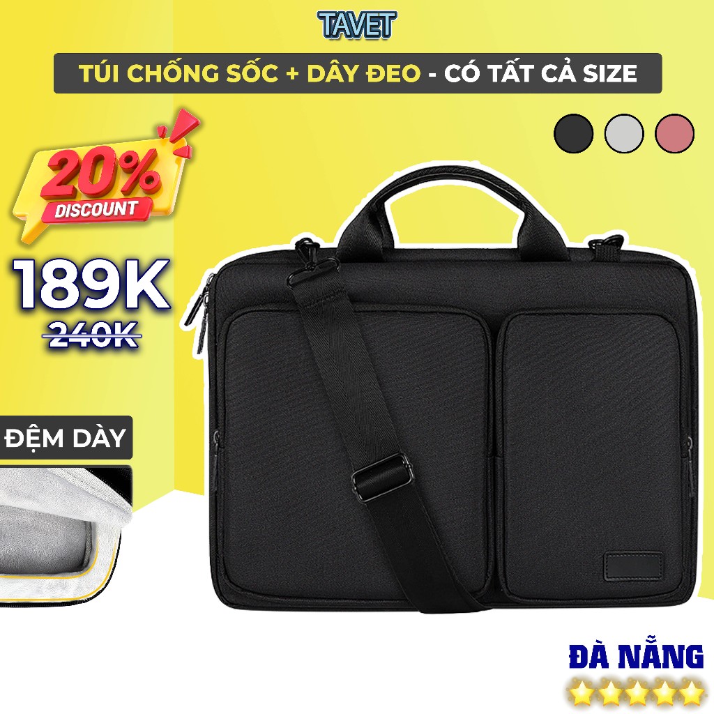 Túi Chống Sốc Cao Cấp Tavet Có Quai Xách 2 Ngăn Ngoài Đựng MacBook ...