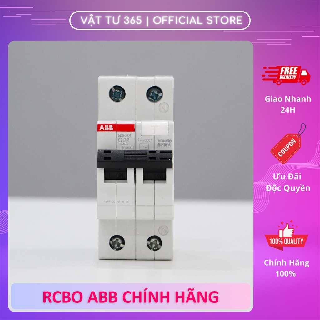 CB chống giật ABB 30mA 6kA 1P+N - Bảo vệ quá tải ngắn mạch hiệu quả ...