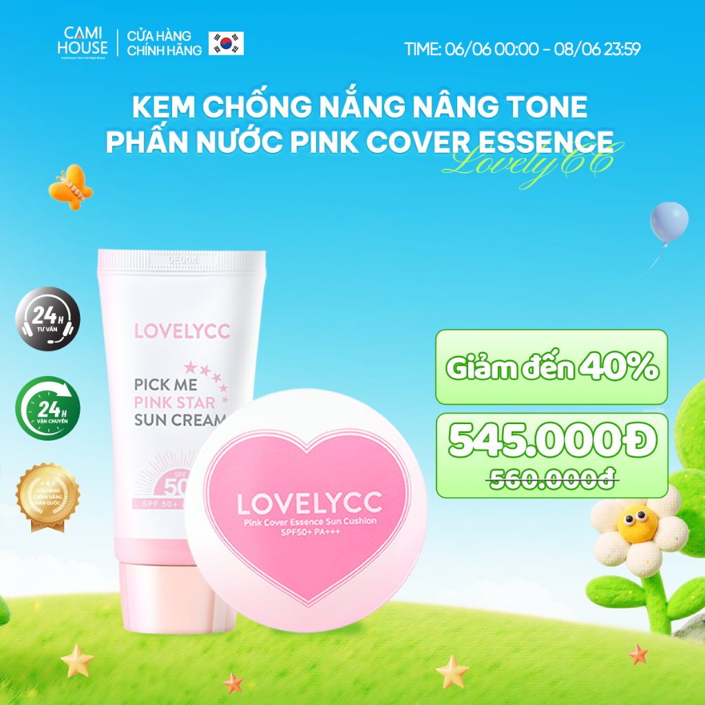 [CAMIHOUSE - Hỏa tốc ] Combo chống nắng đẹp da Sun Cream + Cushion Lovelycc | Shopee Việt Nam
