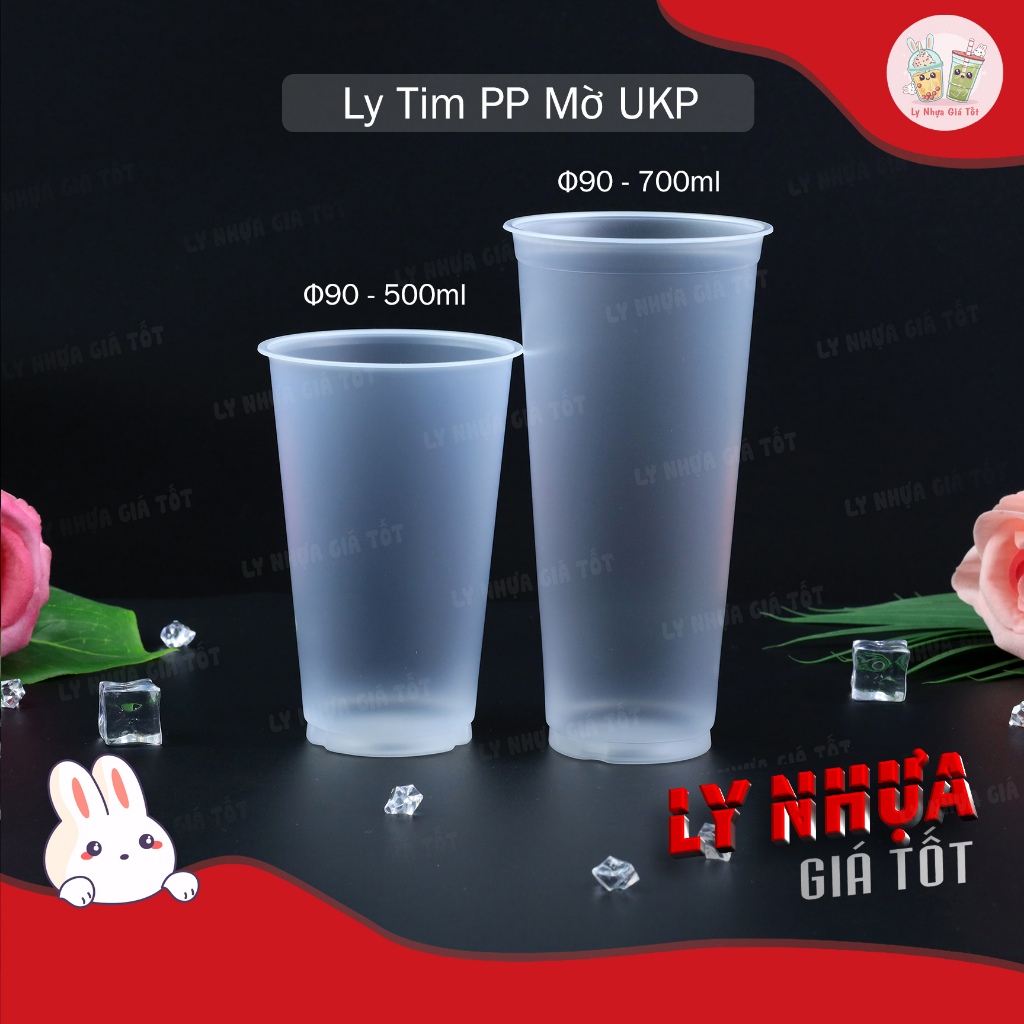 50c Ly Nhựa, Cốc Nhựa Tim Nhám Mờ, Ly Tim Nhám Mềm UKP PP 90, 500ml, 700ml, ly dày chất lượng ...