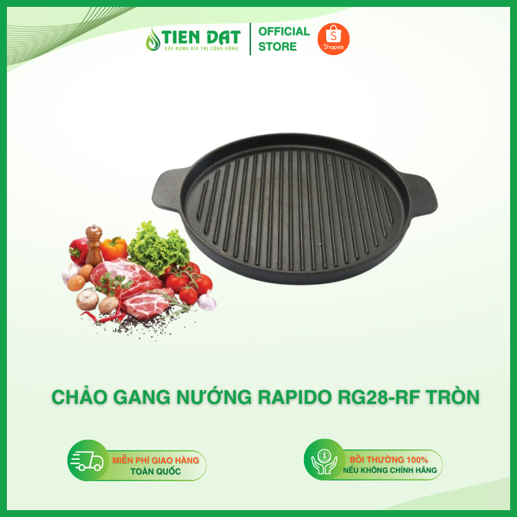 Chảo gang nướng Rapido RG28-RF tròn | Shopee Việt Nam