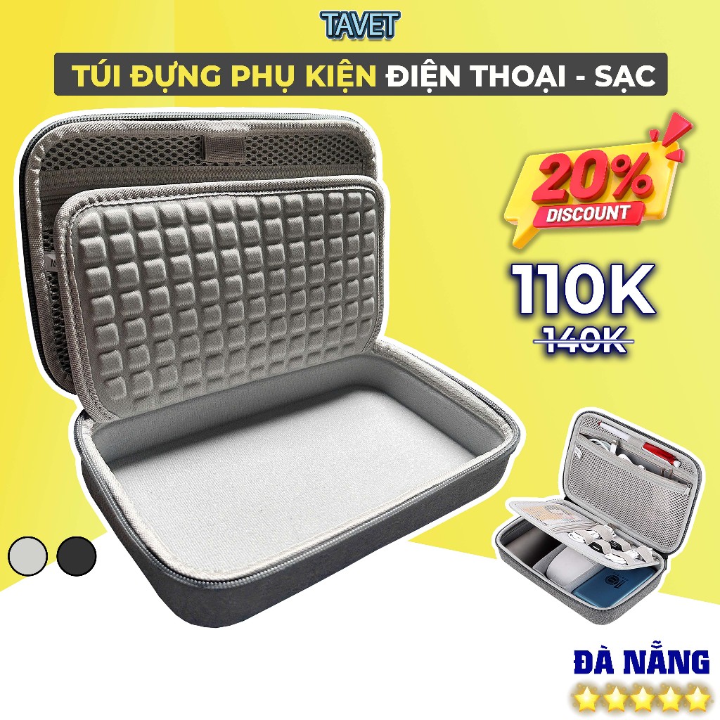 Túi Đựng Phụ Kiện Tavet Form Cứng Đựng Sạc Cáp, Tai Nghe, Chuột, Sạc Dự ...