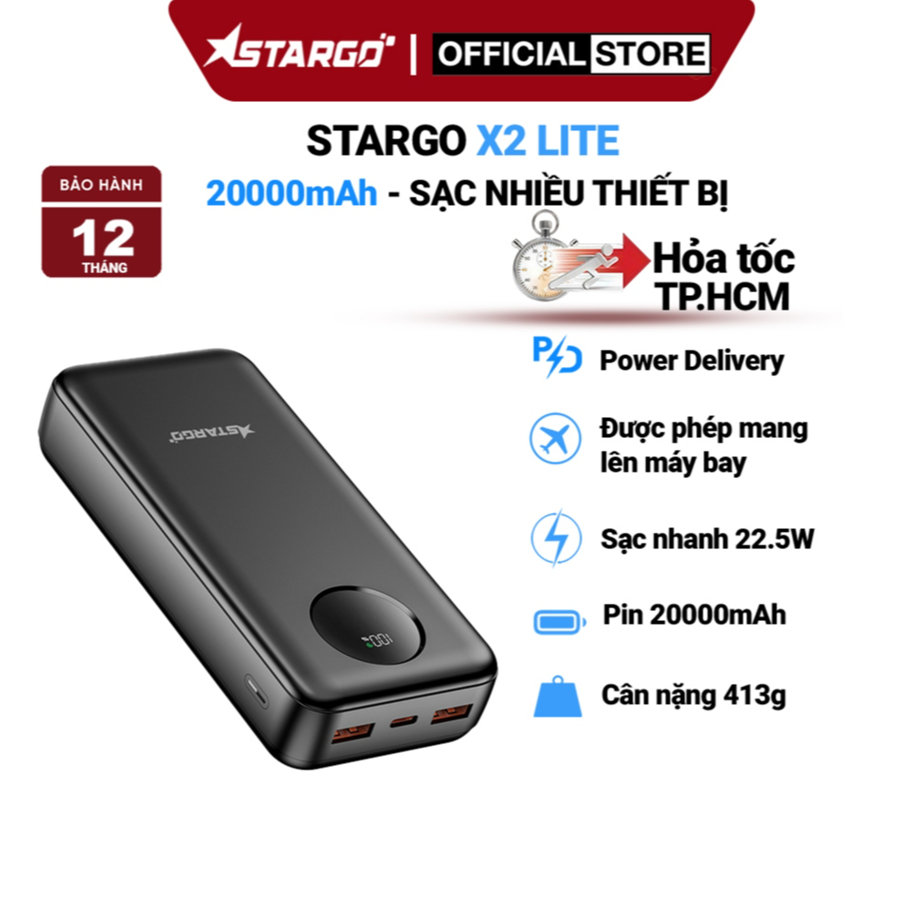 Sạc dự phòng StarGO Star X2 Lite dung lượng 20000mAh sạc nhanh 22.5W ...