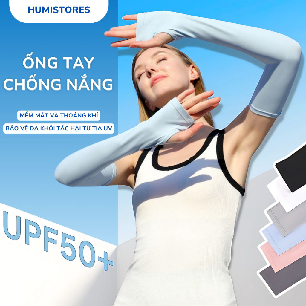 Ống Tay Chống Nắng Mát Nhẹ Thoáng Khí Chống UV Co Giãn Tốt Có Xỏ Ngón ...