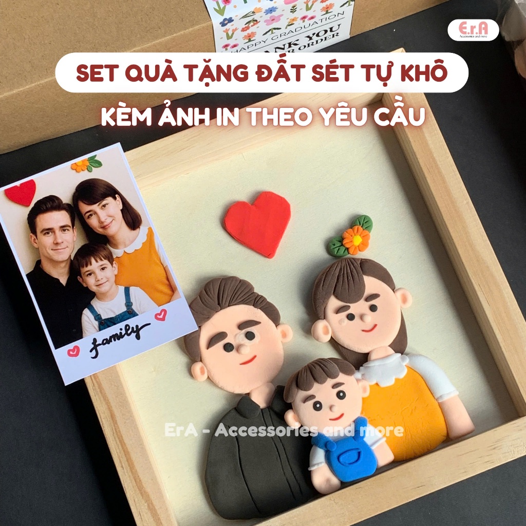 TỰ LÀM Khung tranh đất sét handmade tự khô sáng tạo hình ngộ nghĩnh quà ...