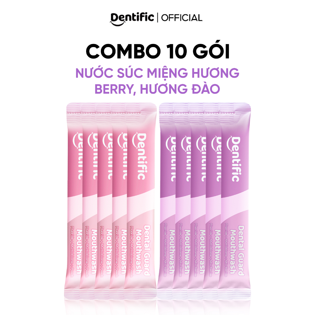 Combo 10 gói nước súc miệng hương đào mọng Dentific Peach Bad Breath ...