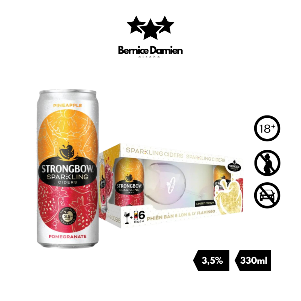 [Thùng] Nước uống lên men Strongbow hương Thơm và Lựu tặng 4 ly ...