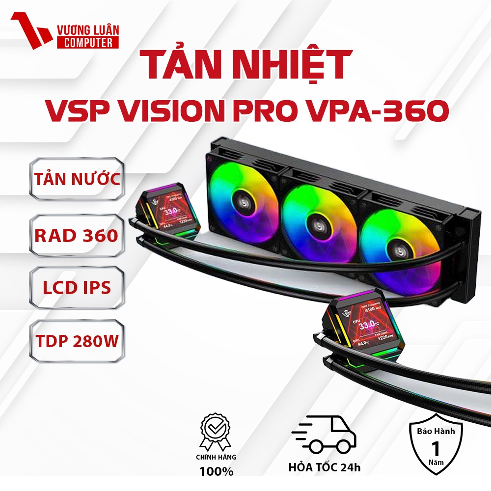 Tản nhiệt nước AIO VSP Vision Pro VPA360 Có Màn hình LCD IPS 2,6 inch ...