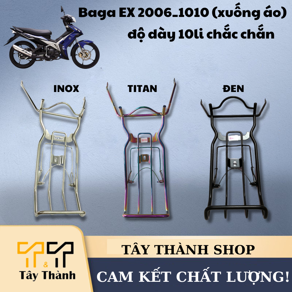 Baga giữa xe exciter 2010 gác baga trước treo đồ ex10 đời đầu 10 ly inox đen tĩnh điện titan 7 ...