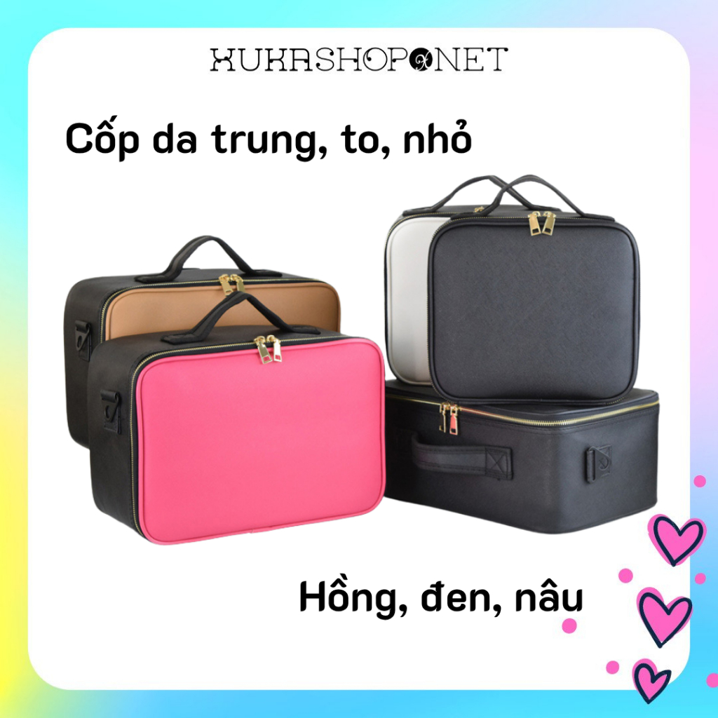 Cốp da đựng đồ makeup trung lớn nhỏ đủ size dể sử dụng, di chuyển, phù ...