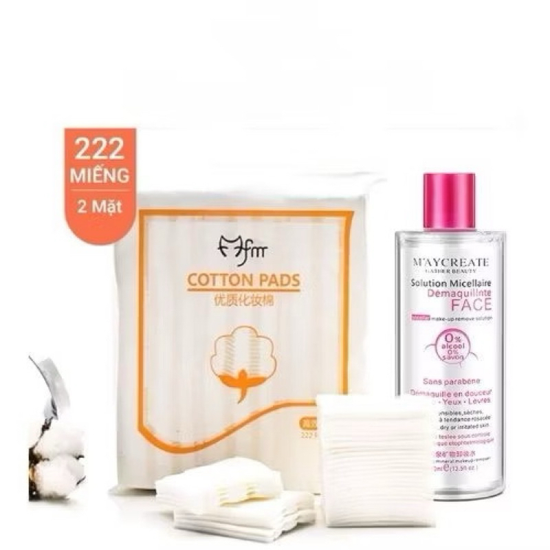 Combo bông tẩy trang 222 miếng và nước tẩy trang nắp Hồng 300ml ...