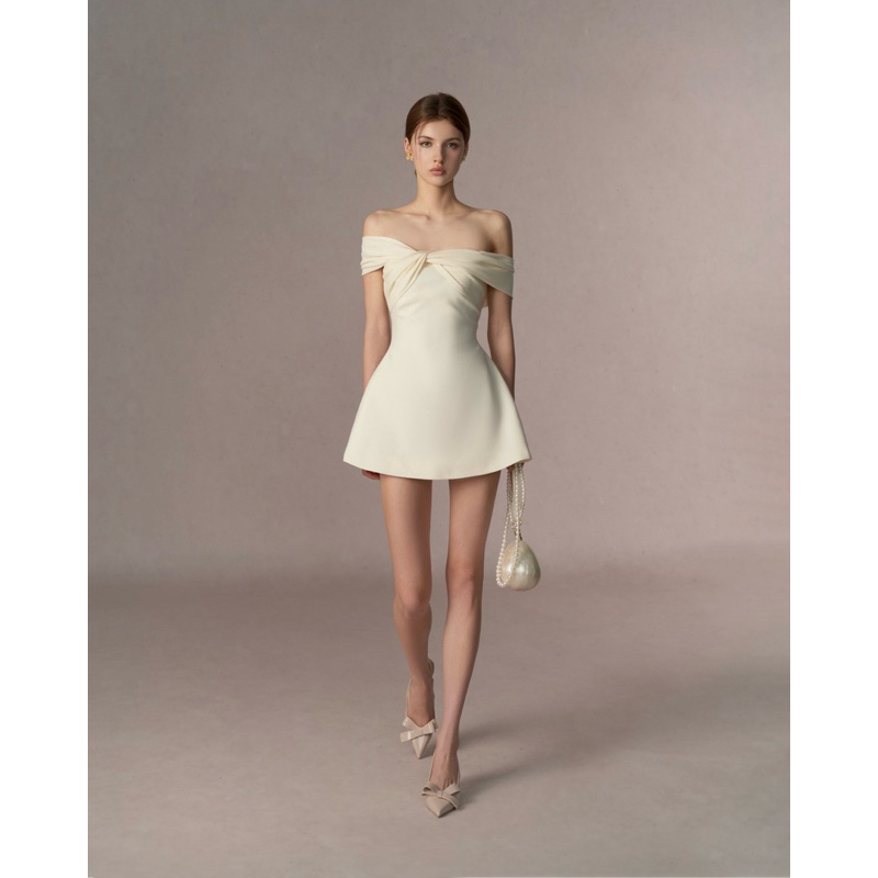 đầm bẹt vai dáng xoè - Leena dress - RED BEAN | Shopee Việt Nam