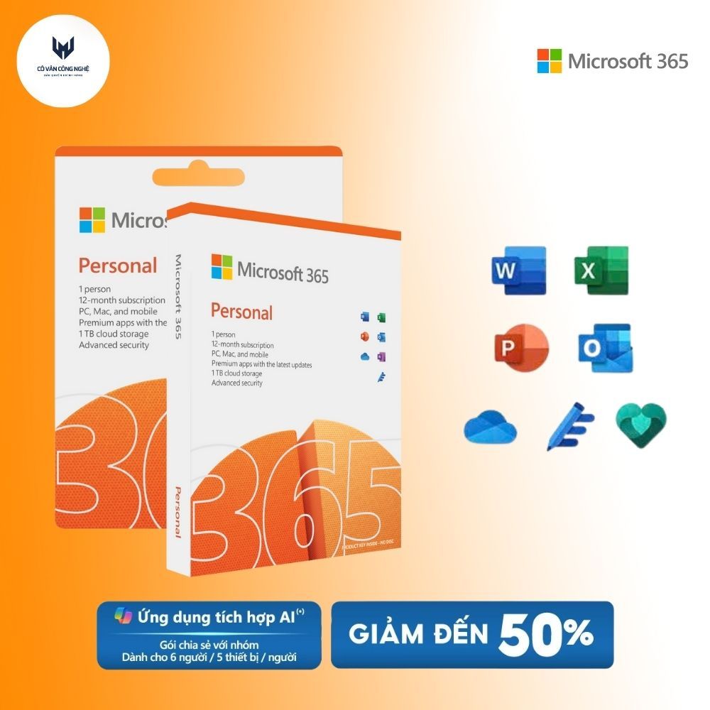 PHẦN MỀM MICROSOFT 365 PERSONAL | 26 tháng | Dùng 1 Người | 5 Thiết Bị ...