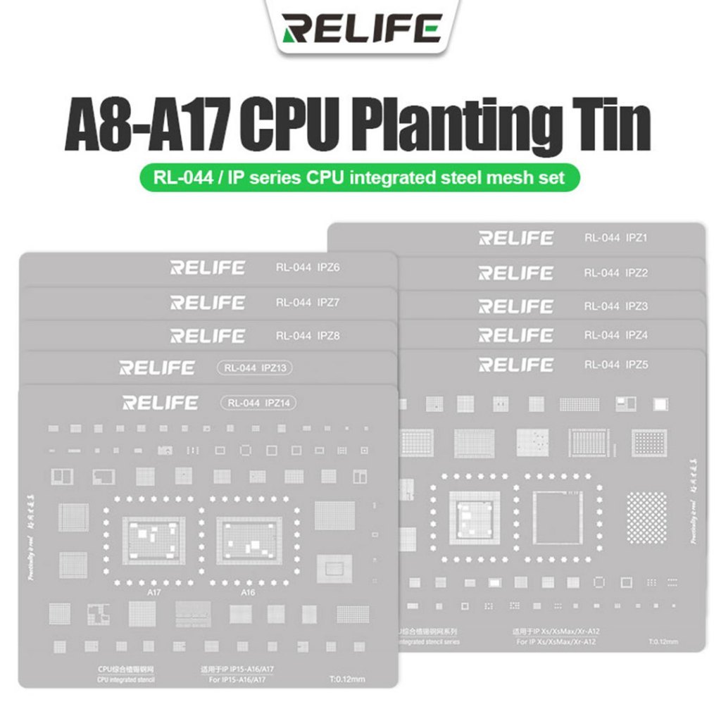 Vỉ Làm Chân RELIFE RL-044 - BGA Reballing Stencil For CPU, RAM, Power IC hỗ trợ 6 đến 16 Pro Max ...