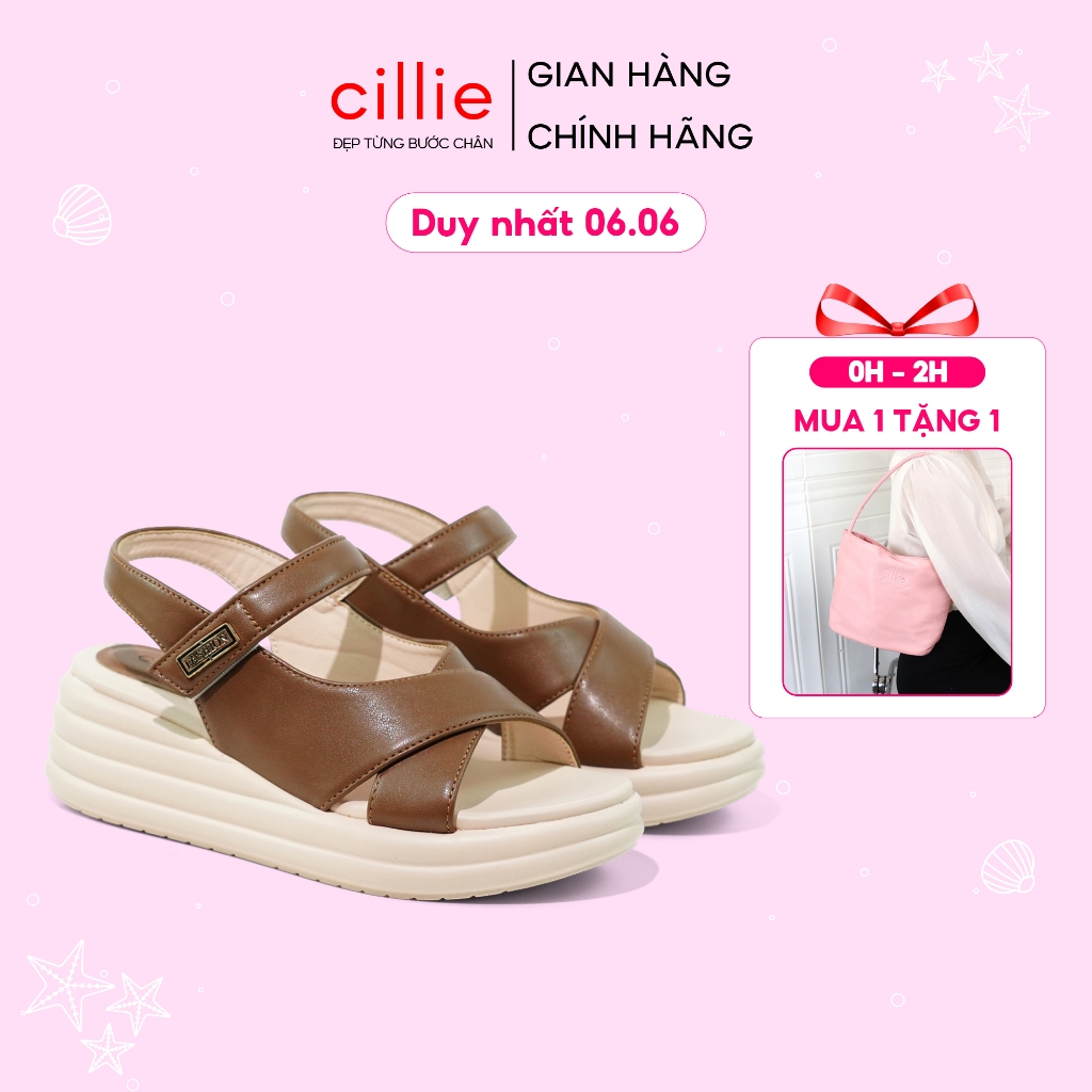 Dép Sandal Bánh Mì Nữ Cillie Đế Cao 5cm Êm Mềm Chống Trơn Quai Da Trơn SD29 | Shopee Việt Nam