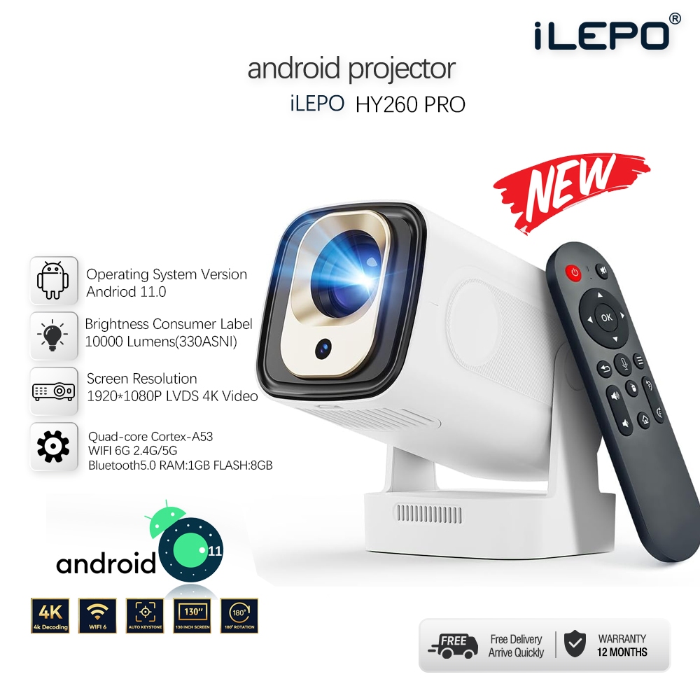 Máy chiếu mini cao cấp ilepo HY260PRO tích hợp giọng nói android 11 ...